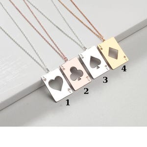Ace Card Necklace, Playing Card Pendant, Sterling Silver Jewelry, 14K ...