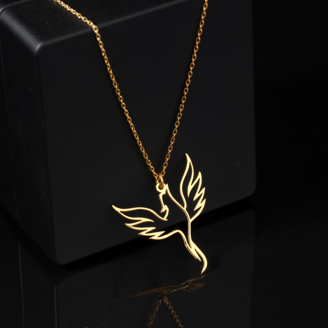 925 Silver Phoenix Necklace, Fire Bird Necklace, Dainty Silver Phoenix ...