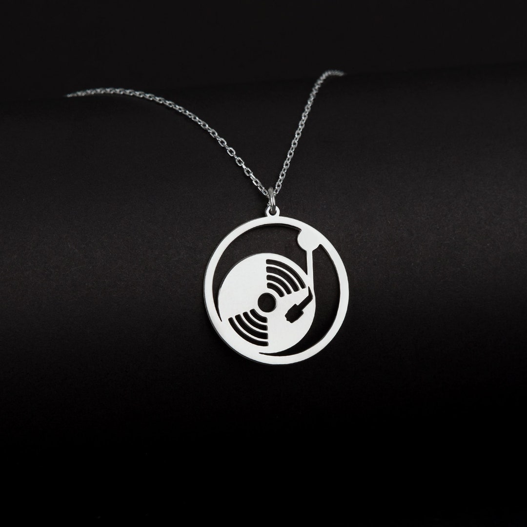 Record Necklace in Sterling Silver, Song Theme Jewelry, Music Record ...