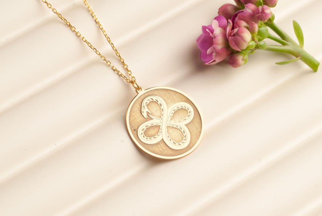 Gold Plated Sterling Silver Snake Amulet Necklace, Infinity Serpent ...