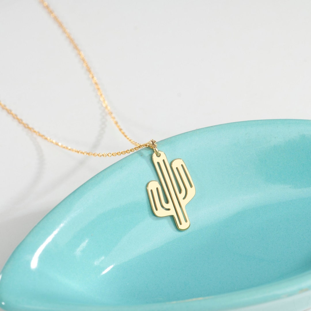 Sterling Silver Cactus Necklace, Mini Cactus Necklace, Cute Cactus ...