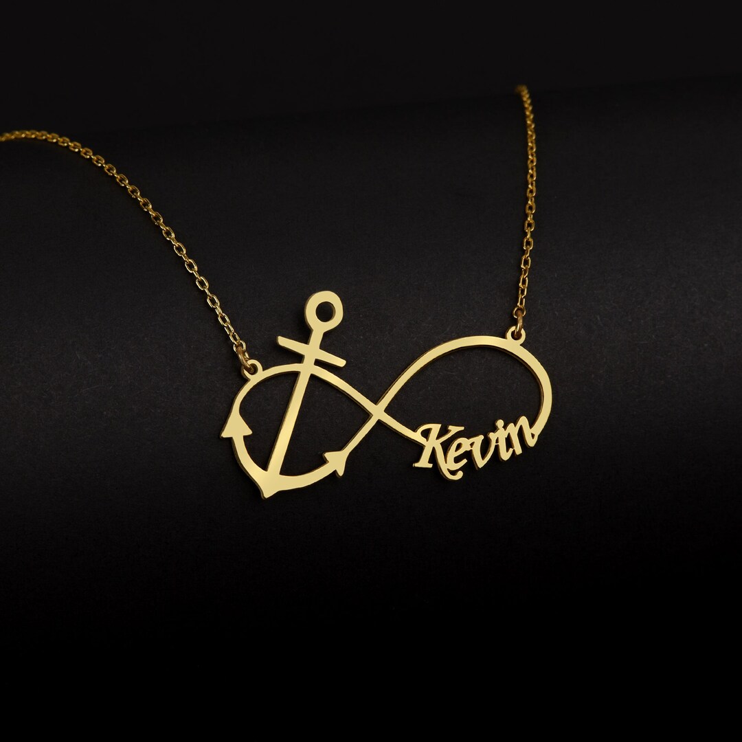 Personalized Infinity Necklace, Infinity Pendant With Anchor, Eternal ...