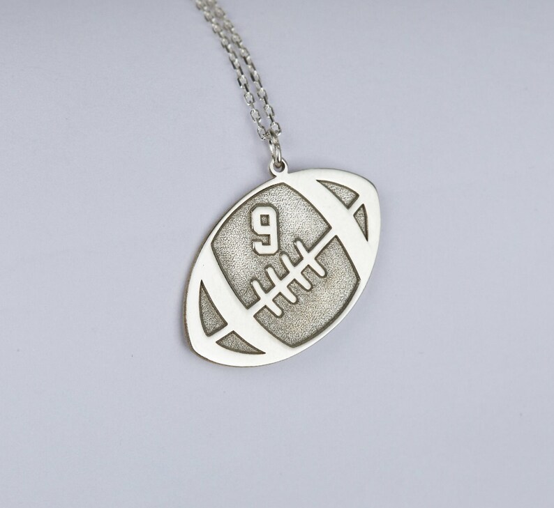 Personalized Silver Football Necklace, Number Pendant, American ...