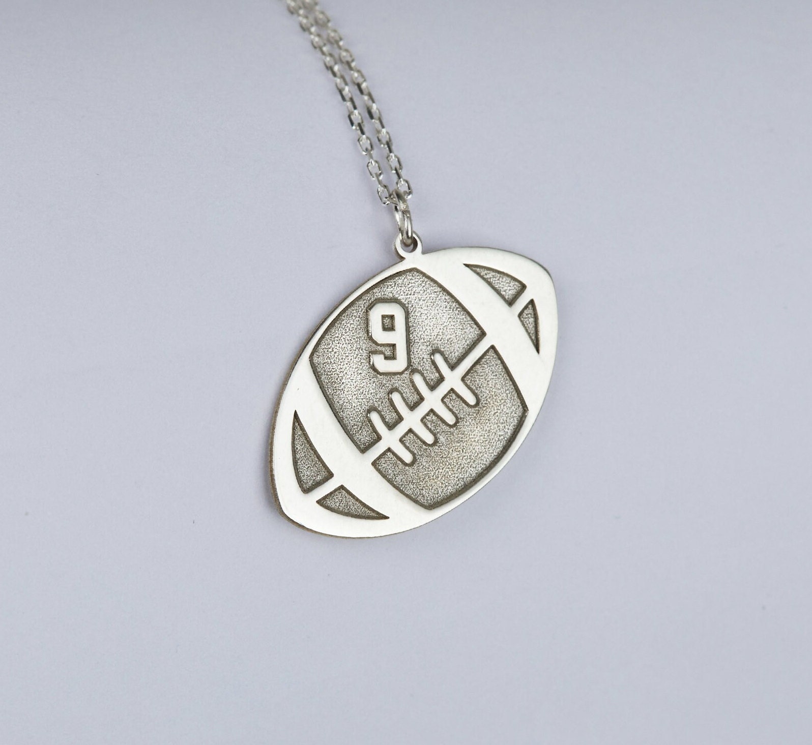 Personalized Silver Football Necklace, Number Pendant, American ...