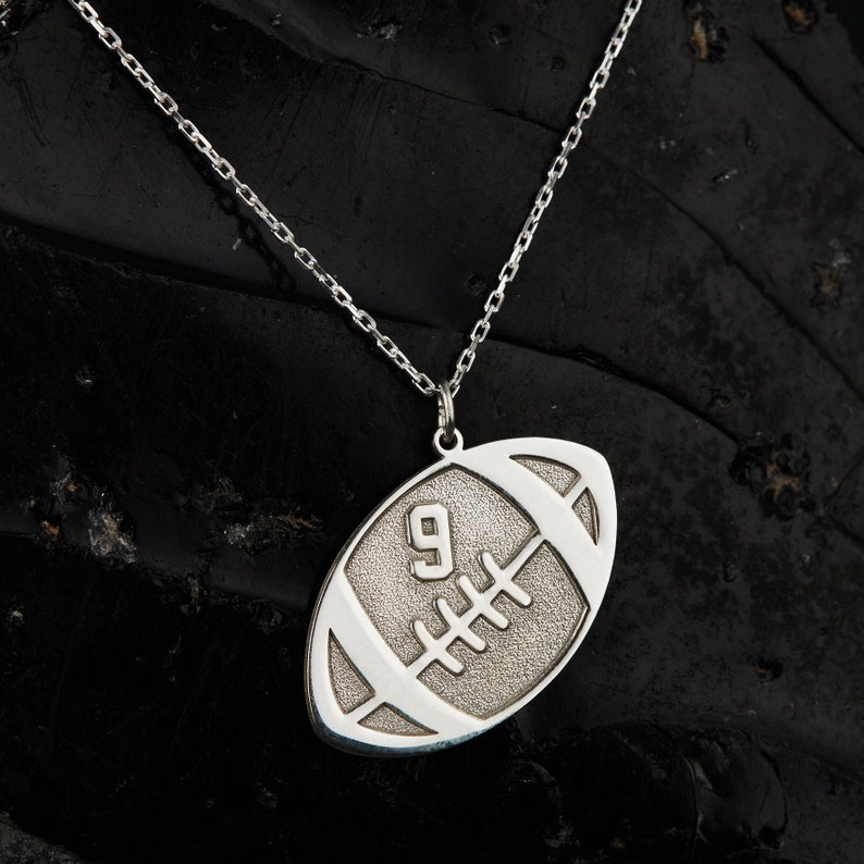 Personalized Silver Football Necklace, Number Pendant, American ...