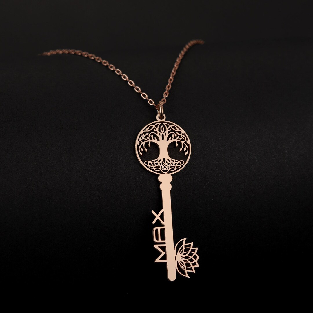Custom Key Jewelry in Sterling Silver, Tree of Life Key Pendant ...