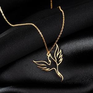 925 Silver Phoenix Necklace, Fire Bird Necklace, Dainty Silver Phoenix ...