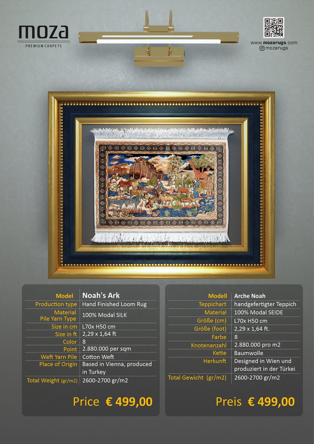 Pictorial Silk Rug, Noah's Ark , 2.880.000 Points per Sqm, Hand ...