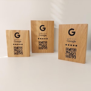 Google Reviews QR Code on Oak Wood - Custom Business Review QR Code ...