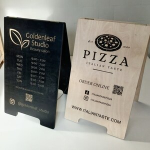 A-frame Sidewalk Sign, Wooden Business Sign , Large QR Code Sign for ...