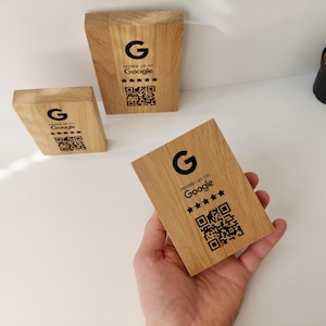 Google Reviews QR Code on Oak Wood - Custom Business Review QR Code ...