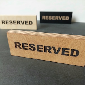 Reserved Sign for Restaurants Cafes, Wooden Tabletop Sign Customizable ...