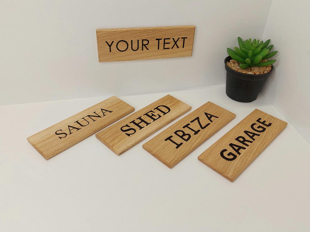 Wooded Name Sign, Personalized Oak Wood Door Plaque for Home, Garage ...