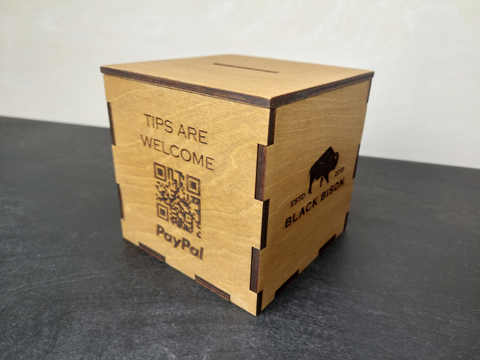 Custom Wooden Donation and Tip Box With Laser Engraving | Personalized ...