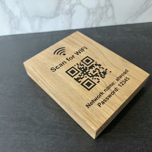 Scan for Wifi Sign | QR Code Sign | Wooden QR Code Sign | Wifi Access ...