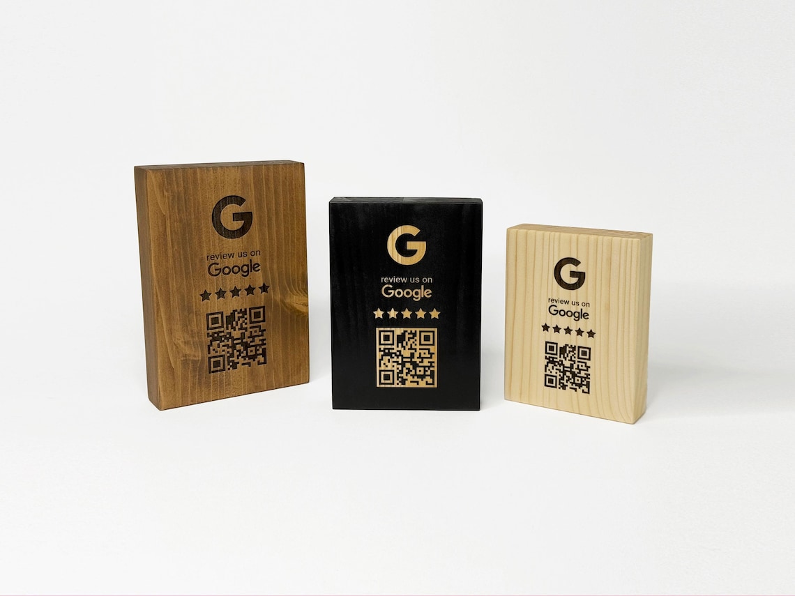 Wooden Google Review Sign With QR Code | Business Feedback Sign | Pine ...