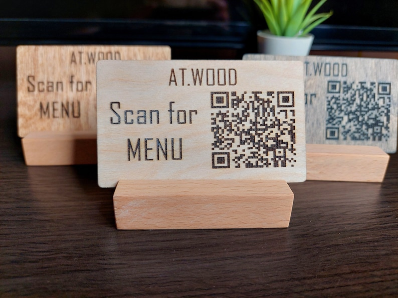 Custom Made QR Code Menu Sign Custom Engraved Wooden - Etsy