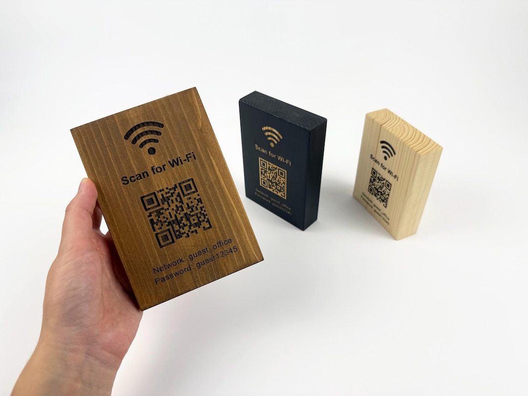 Custom Made Wood Wifi Sign With QR Code – Engraved Wifi Password Sign ...