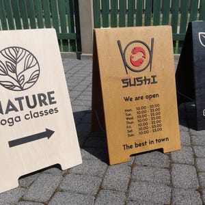 A-frame Sidewalk Sign, Wooden Business Sign , Large QR Code Sign for ...