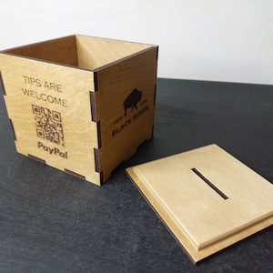 Custom Wooden Donation and Tip Box With Laser Engraving | Personalized ...