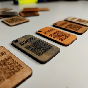 QR Code Pendant Personalized Wooden Keychain Keyring - Etsy