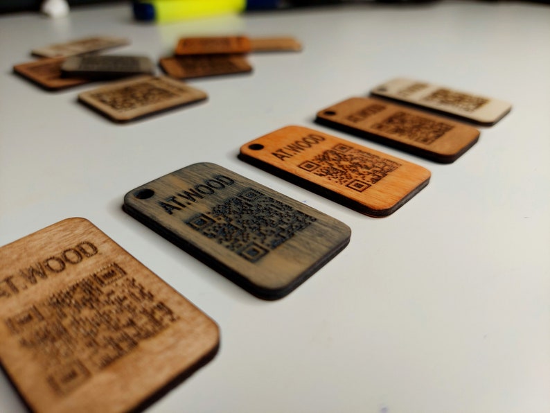 QR Code Pendant Personalized Wooden Keychain Keyring - Etsy