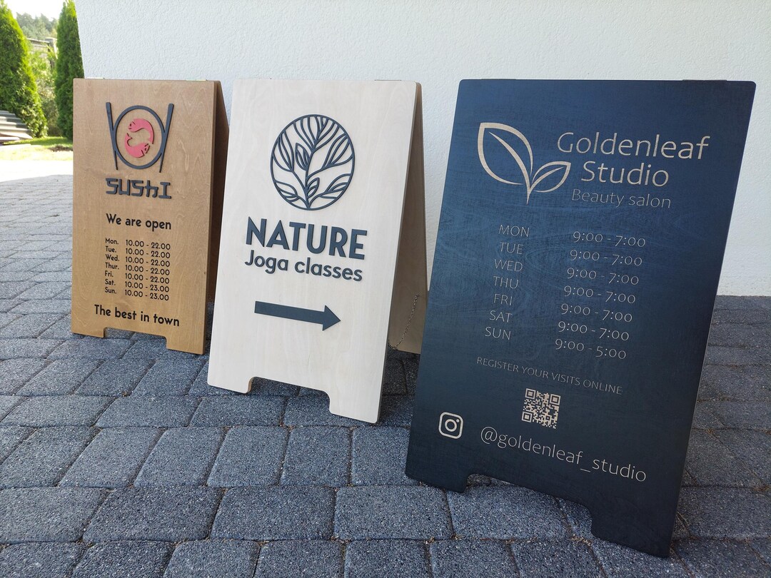 A-frame Sidewalk Sign: Wooden Business Sign With QR Code - Etsy