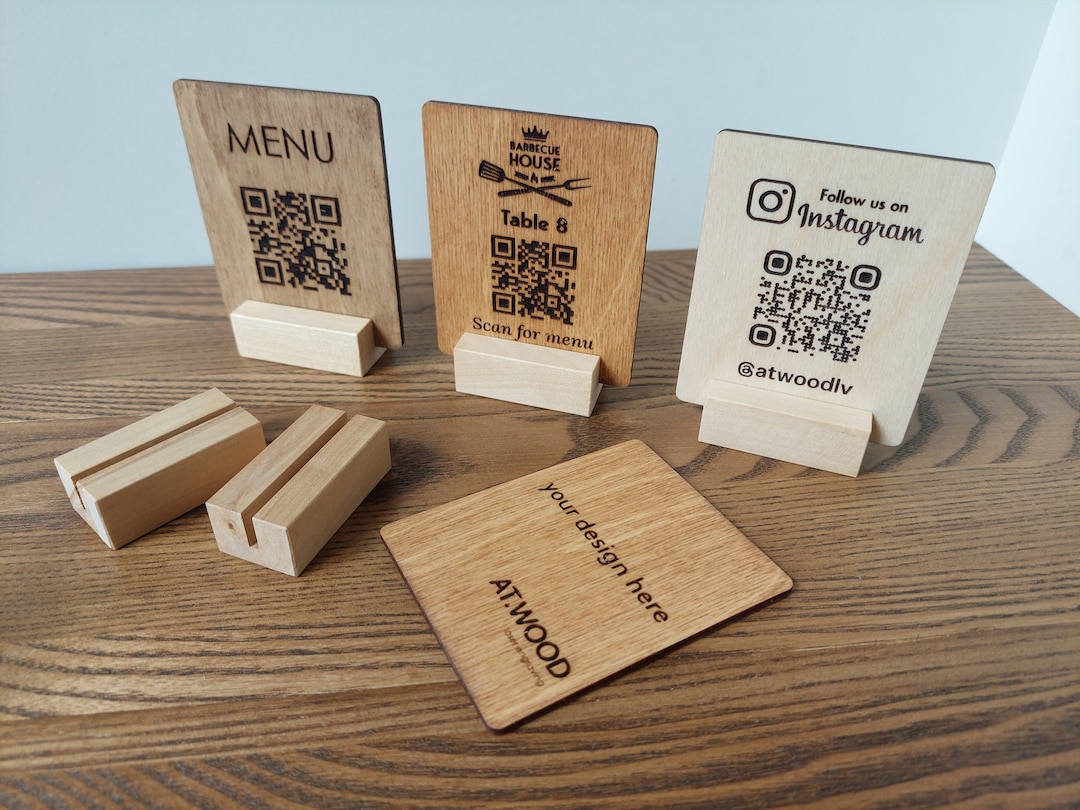 Contactless Menu Sign, Custom Made QR Code Menu Sign, Custom Engraved ...