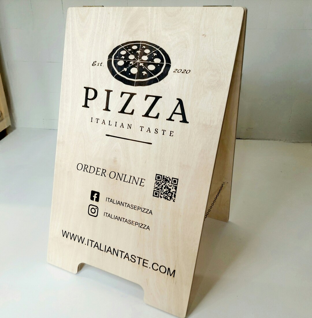 A-frame Sidewalk Sign, Wooden Business Sign , Large QR Code Sign for ...