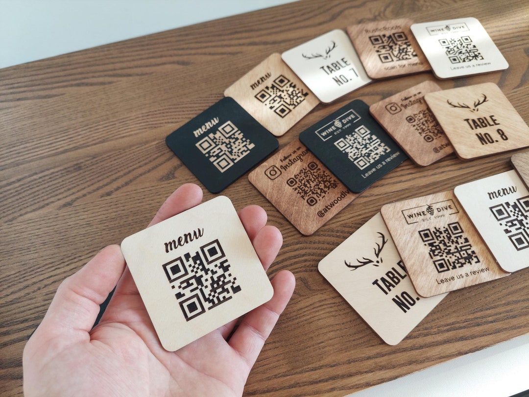 Personalized Wooden Menu Sign With QR Code - Laser Cut Wooden Plaque ...