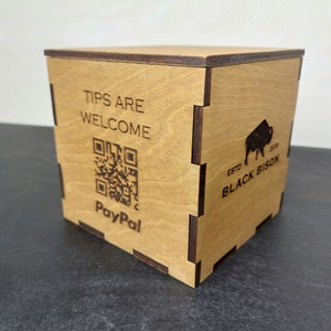 Custom Wooden Donation and Tip Box With Laser Engraving | Personalized ...