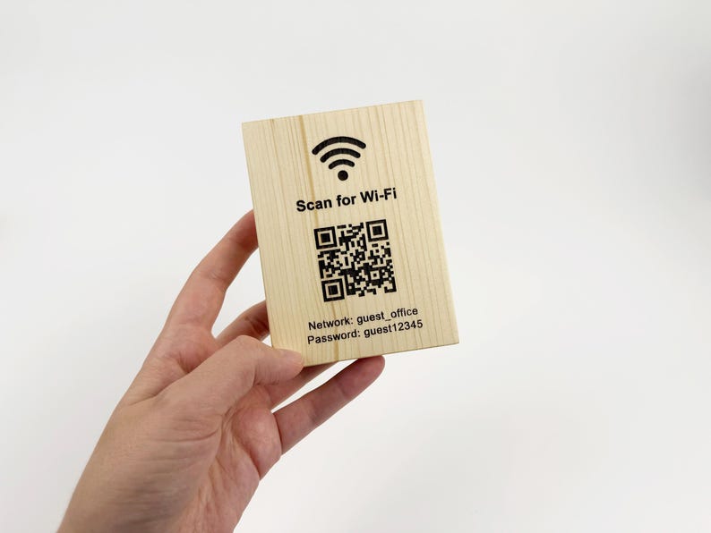 Custom Made Wood Wifi Sign With QR Code – Engraved Wifi Password Sign ...