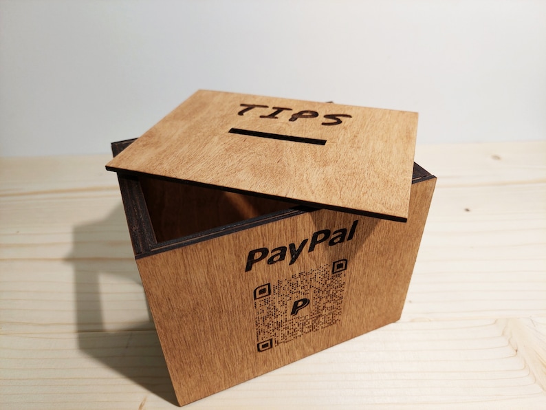 Personalized Wooden QR Code Tipping Box Custom Made Money - Etsy