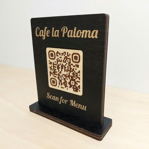 QR Code Menu Sign, Custom Made Tabletop Scan for Menu Engraved Wooden ...
