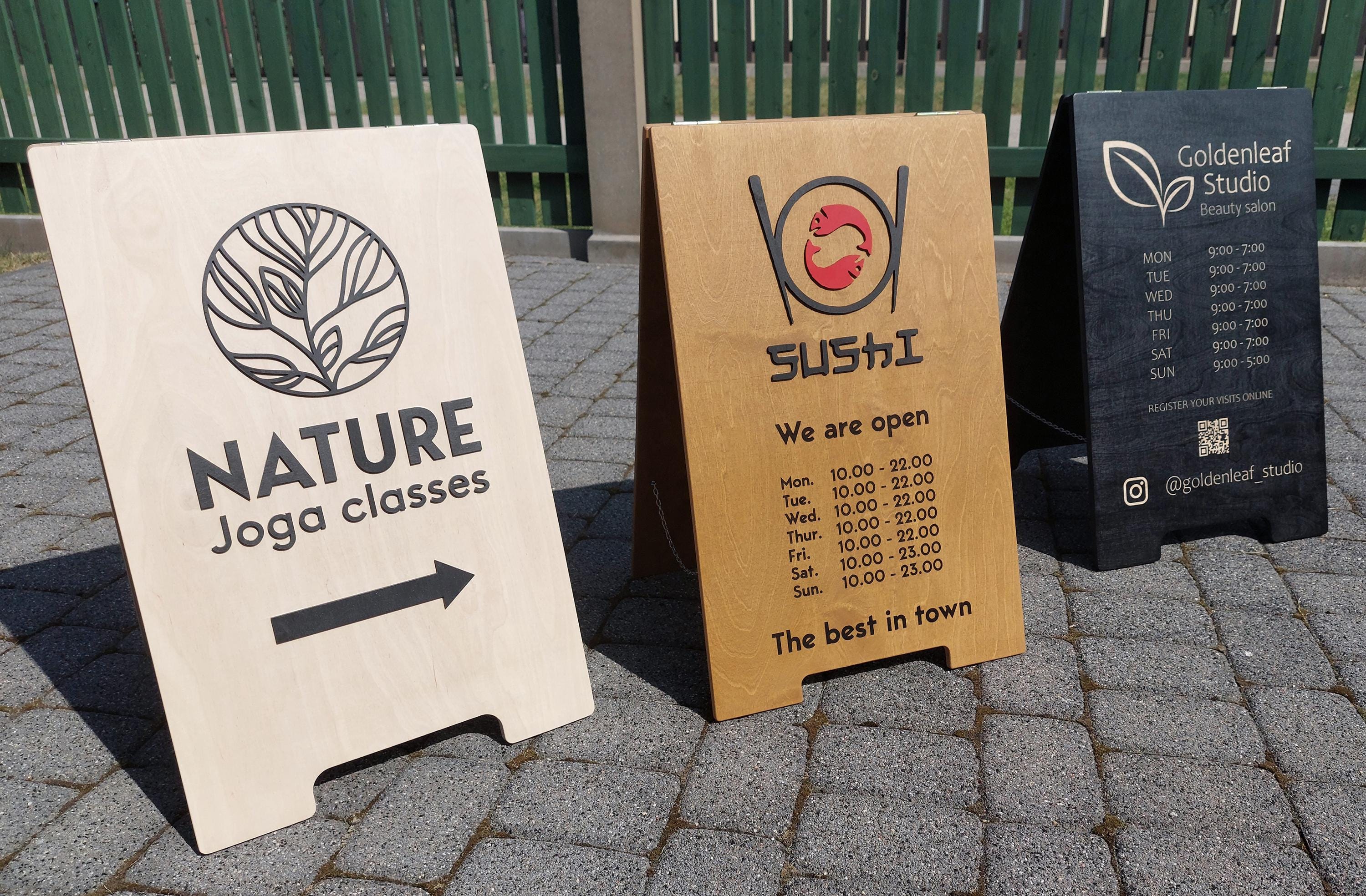 A-frame Sidewalk Sign, Wooden Business Sign , Event Sign, Large QR Code ...