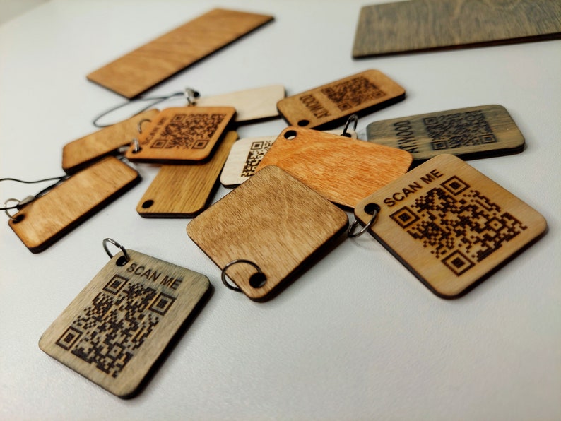 QR Code Pendant Personalized Wooden Keychain Keyring - Etsy