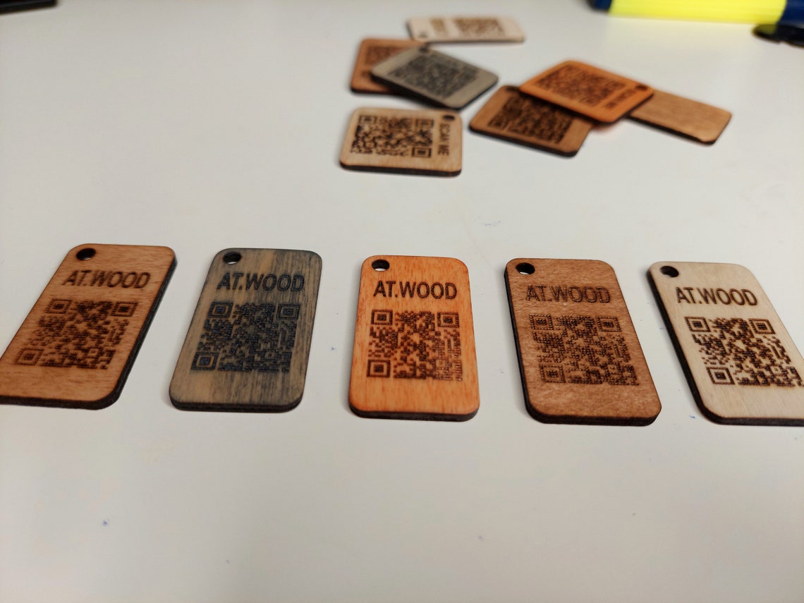 QR Code Pendant Personalized Wooden Keychain Keyring - Etsy