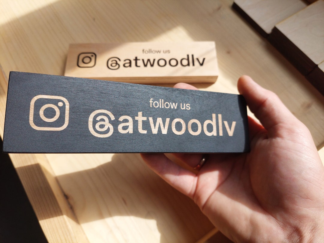 Modern Wood Social Media Handle Sign: Minimalist Business Signage - Etsy