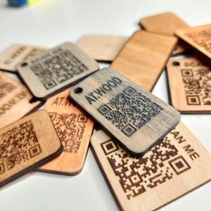 QR Code Pendant Personalized Wooden Keychain Keyring - Etsy