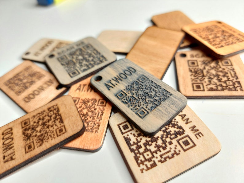 QR Code Pendant Personalized Wooden Keychain Keyring - Etsy