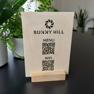 Custom Wooden QR Code Sign | A4, A5, A6 Size | Personalized Table ...