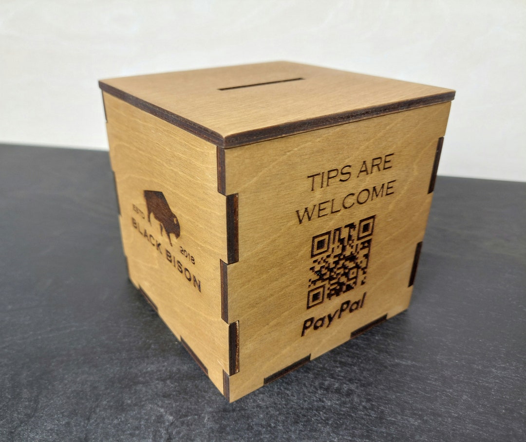 Custom Wooden Donation and Tip Box With Laser Engraving | Personalized ...