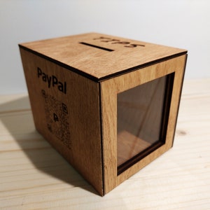 Personalized Wooden QR Code Tipping Box, Custom Made Money Box, Charity ...