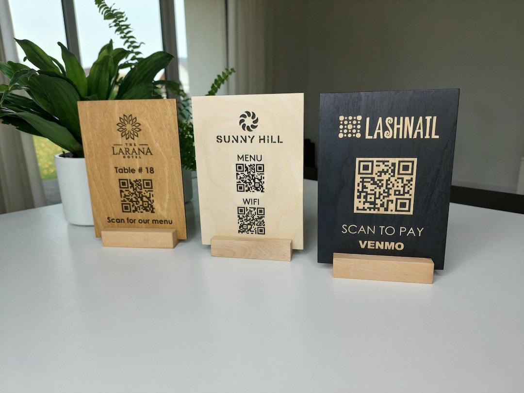 Custom Wooden QR Code Sign | Premium Wooden QR Code Sign | Handcrafted ...