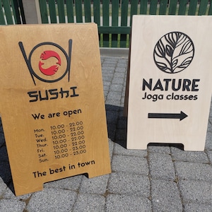 A-frame Sidewalk Sign, Wooden Business Sign , Large QR Code Sign for ...