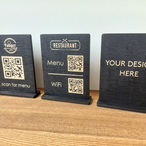 Engraved Black Wood Restaurant Signs | Scan to Order | QR Menu ...