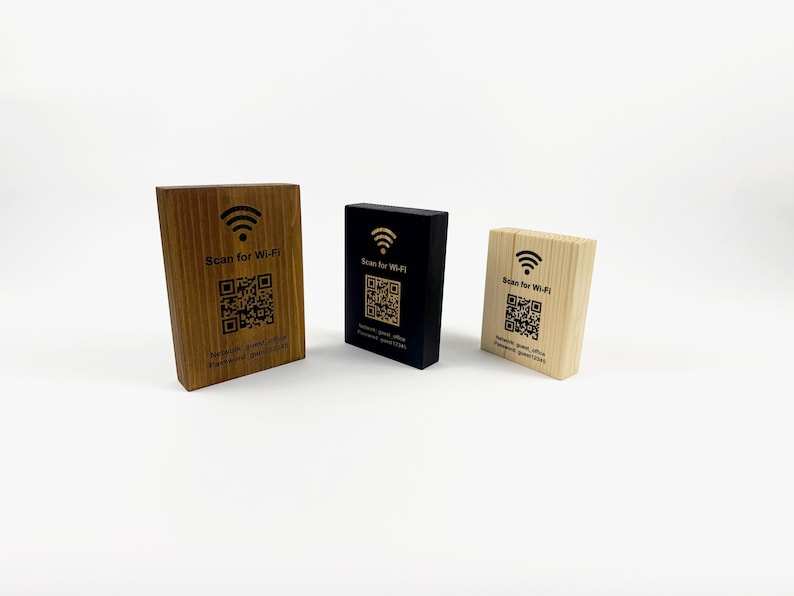 Custom Made Wood Wifi Sign With QR Code – Engraved Wifi Password Sign ...
