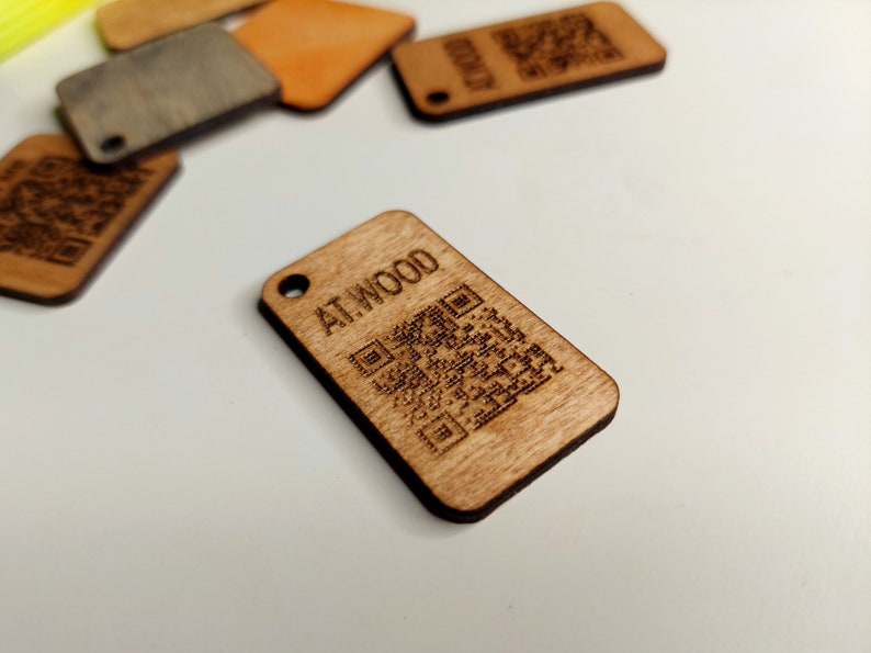 QR Code Pendant Personalized Wooden Keychain Keyring - Etsy