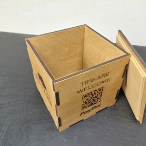 Custom Wooden Donation and Tip Box With Laser Engraving | Personalized ...