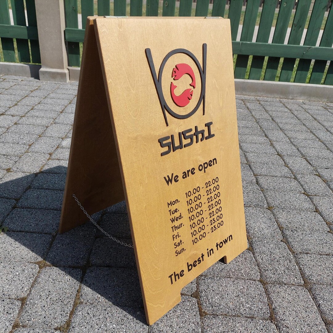 A-frame Sidewalk Sign, Wooden Business Sign , Event Sign, Large QR Code ...